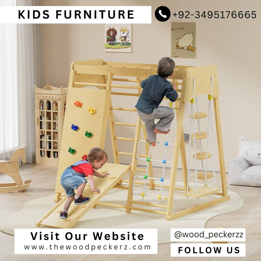 Wooden Indoor Climbing Playset for Kids – Woodpeckers